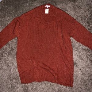 Sweaters | Distressed Sweater In Rust Color | Poshmark
